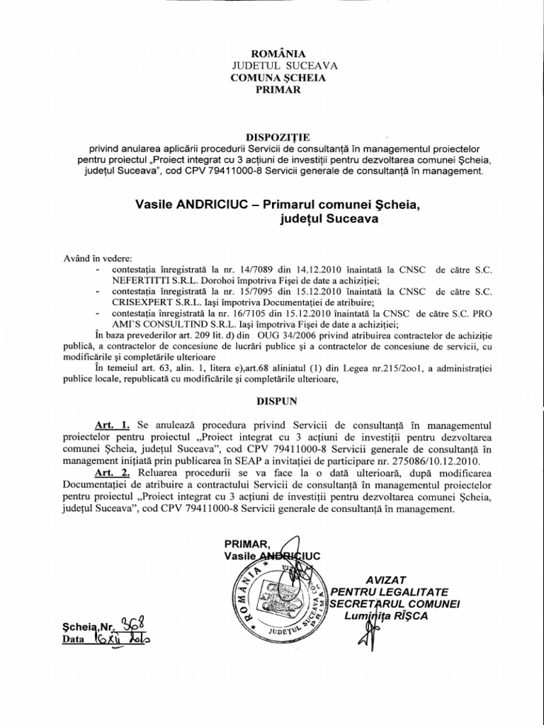 Dispozitie Anulare Procedura | PDF