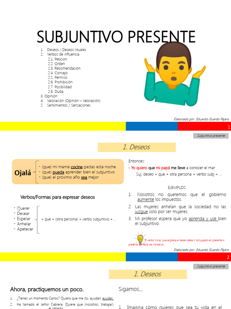 001 - Subjuntivo Presente - Contextos | PDF | Lingüística | Mecánica ...