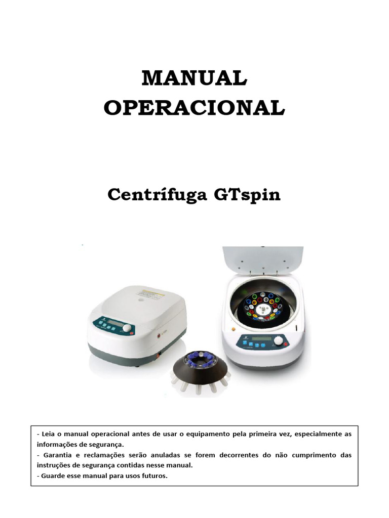 Manual Operacional da Centrífuga GTspin | PDF | Centrifugação | Centrífuga