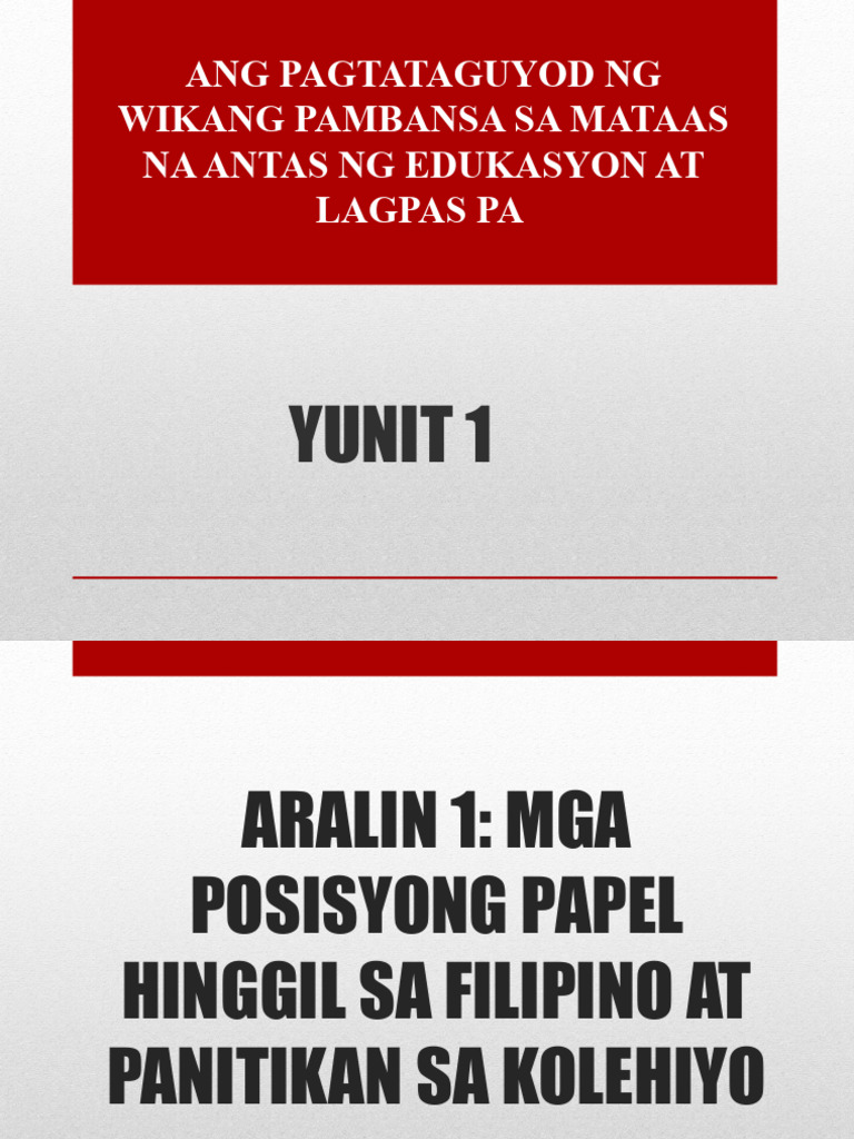 Yunit 1-Aralin I | PDF