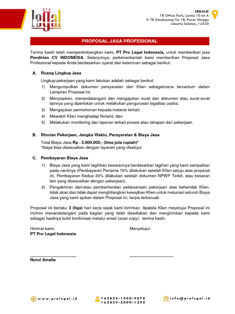Draft Proposal Pendirian CV Indonesia | PDF