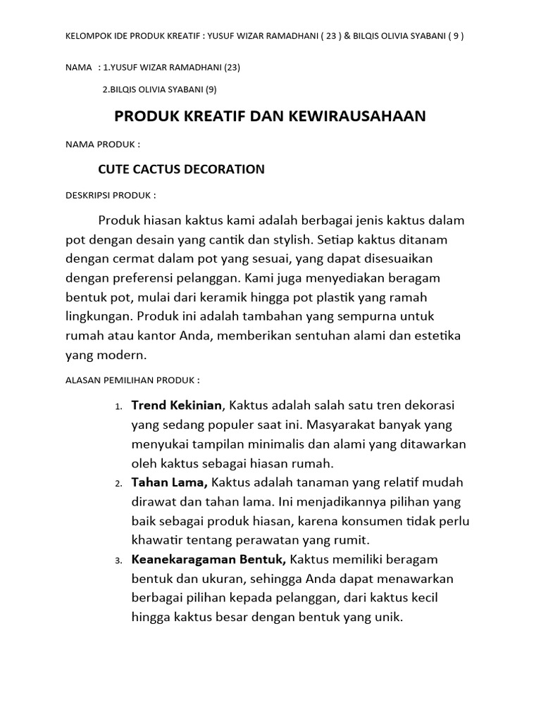 Ide Produk Kreatif | PDF
