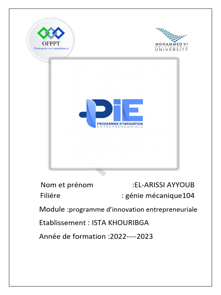 Nom Et Prénom:El-Arissi Ayyoub Filiére: Génie Mécanique104 ...
