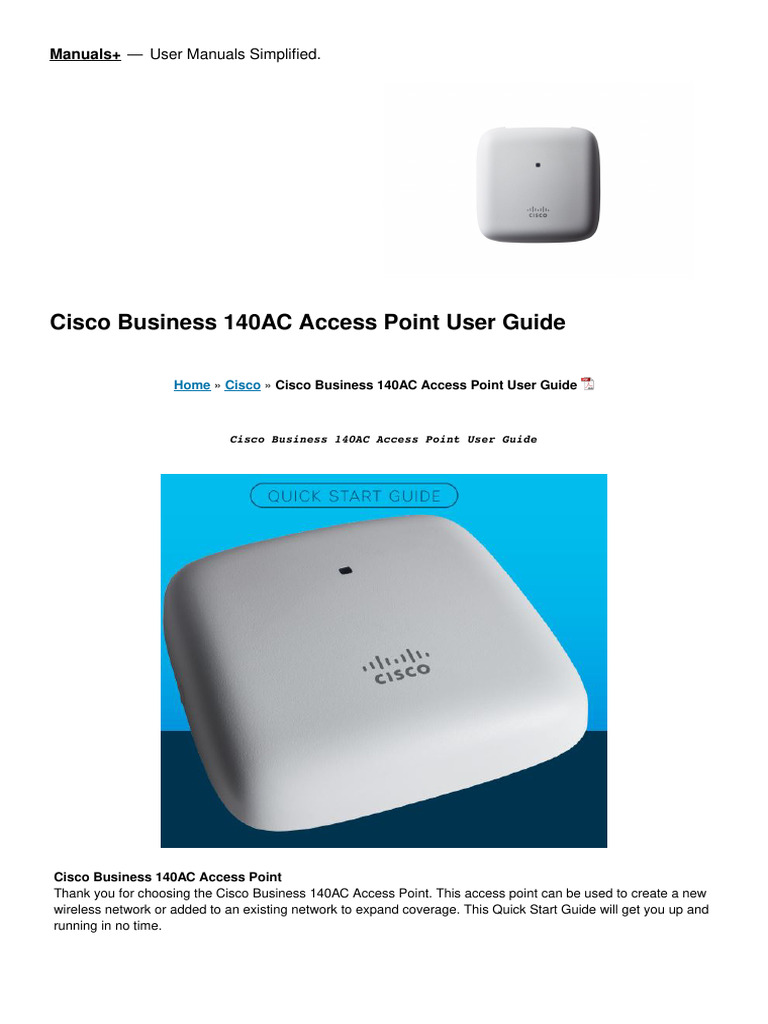 Cisco Business 140ac Access Point Manual | Download Free PDF | Wireless Access Point | Computer ...