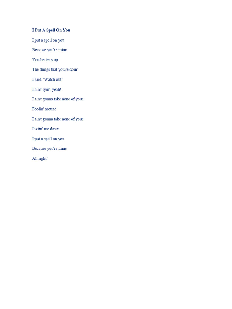 CCR - I Put Spell On You | PDF