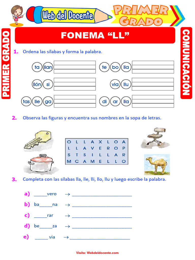 Fonema LL para Primero de Primaria | PDF | Métodos y materiales de ...