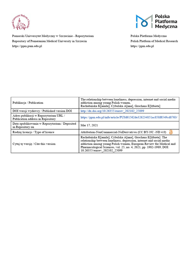 Eur Rev Med Pharmacol Sci 2021, 1982, CC-BY-NC-ND | PDF | Mental ...