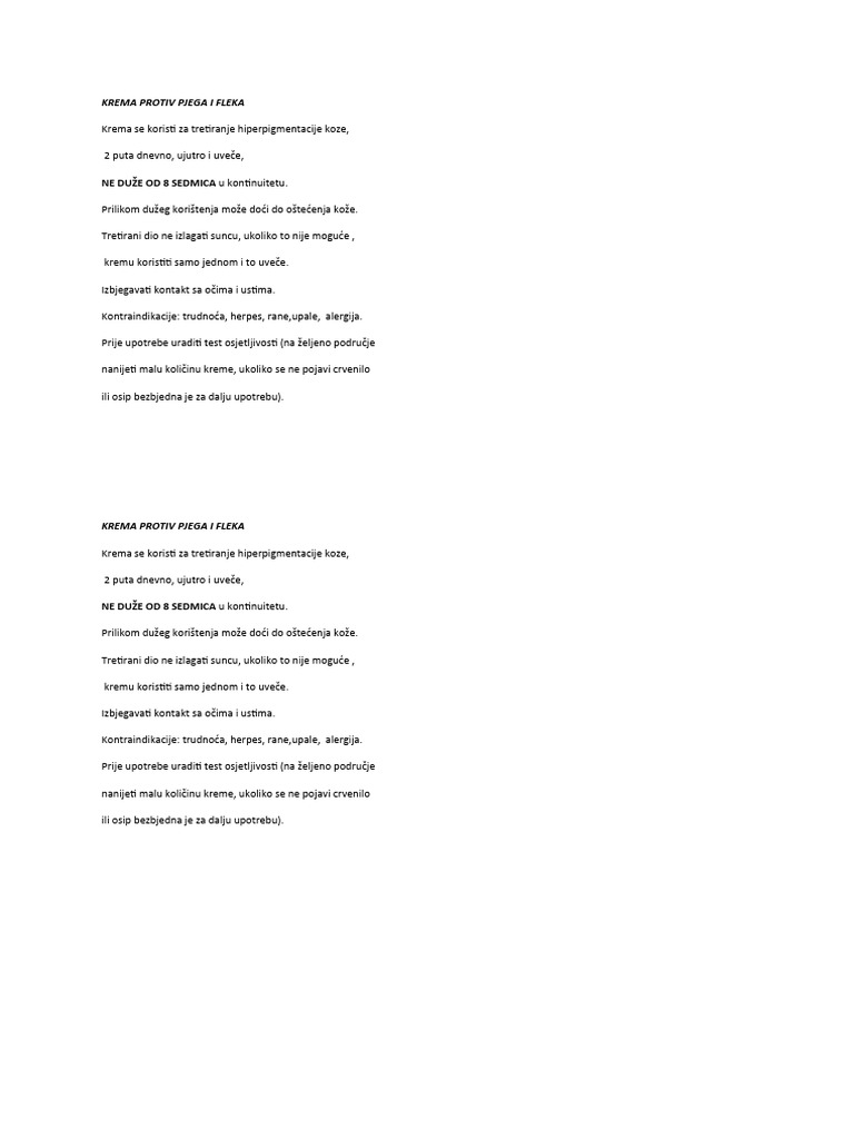Krema Protiv Pjega I Fleka | PDF