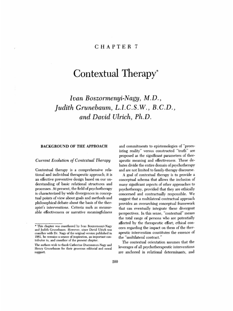 Contextual Family Therapy | PDF