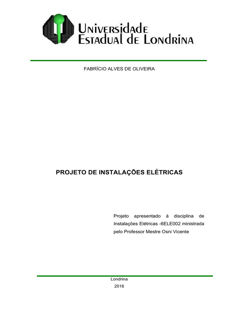 Projeto de Instalacoes Eletricas | PDF | Máquinas | Engenharia Elétrica