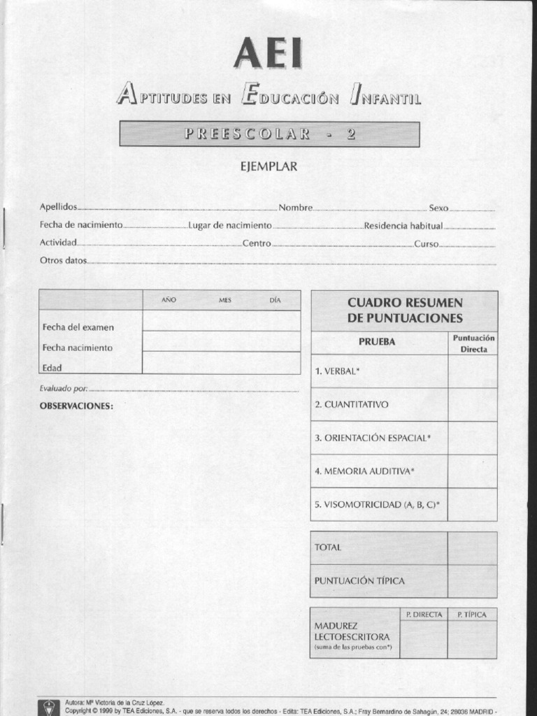 AEI Cuaderno de Respuestas | PDF