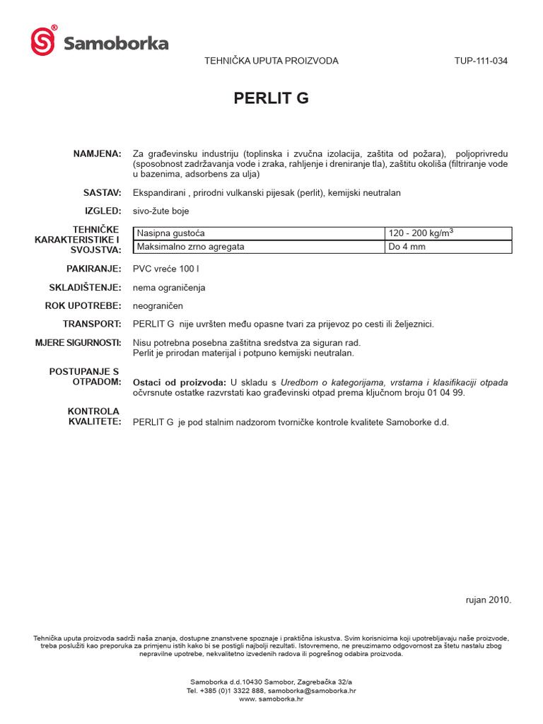 TUP - Perlit G | PDF