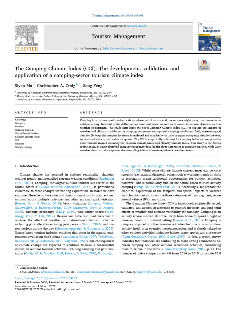 The Camping Climate Index CCI - The Development Validation - 2020 ...