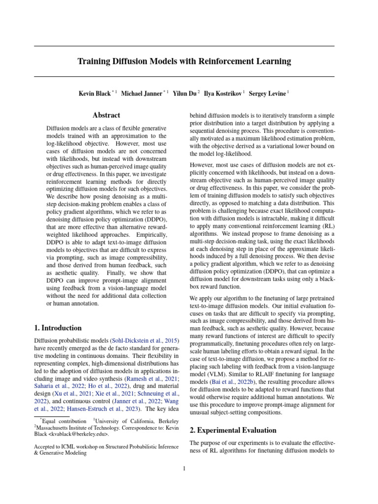 Training Diffusion Models With Reinforcement Learning Pdf Cybernetics Applied Mathematics