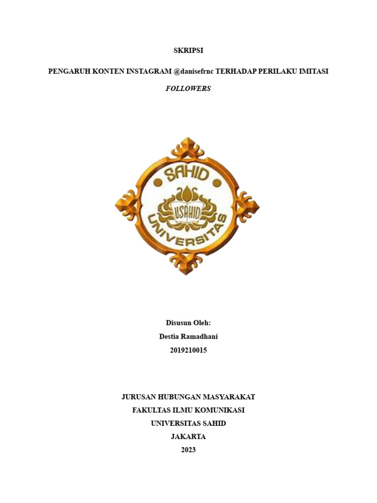 Skripsi Destia Lengkap | PDF