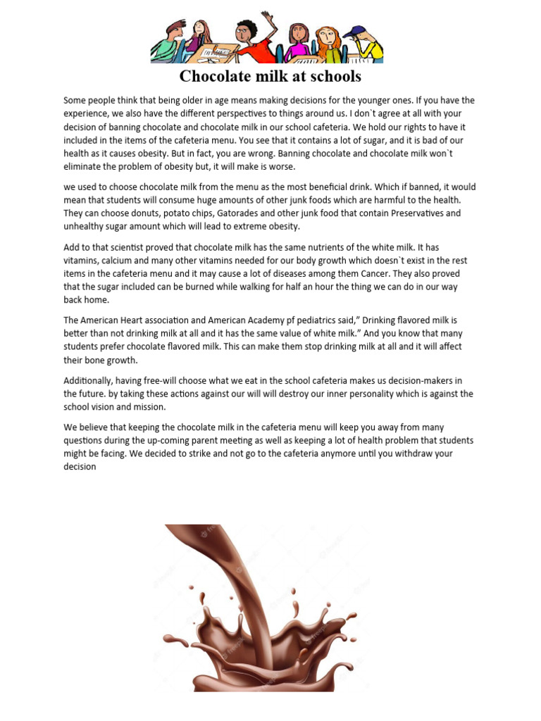 Chocolate Milk at Schools - Activity | PDF