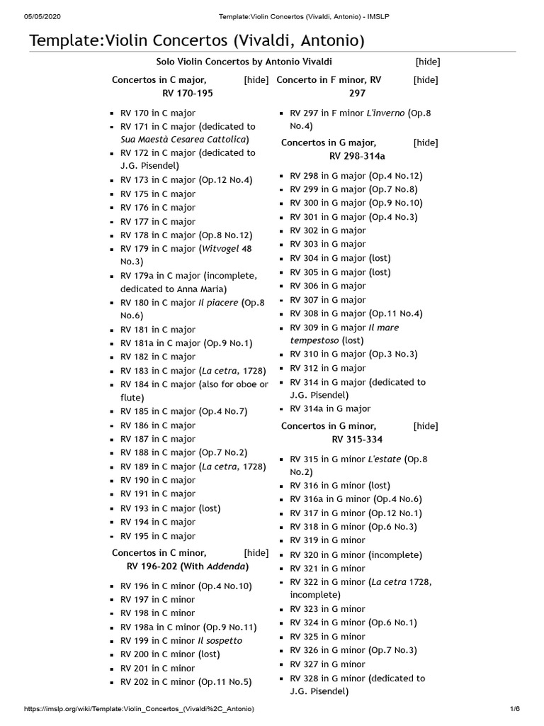 Template - Violin Concertos (Vivaldi, Antonio) - IMSLP | PDF | Concerto ...