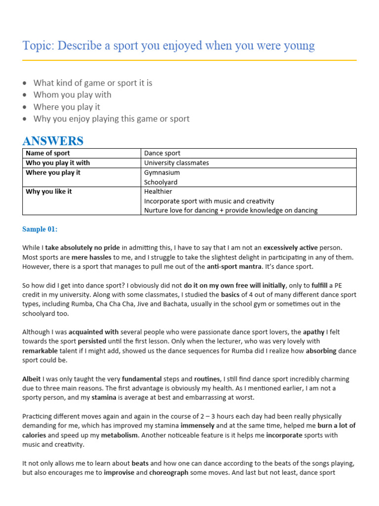 Part-23-Object-13-Describe A Sport You Enjoyed When You Were Young ...