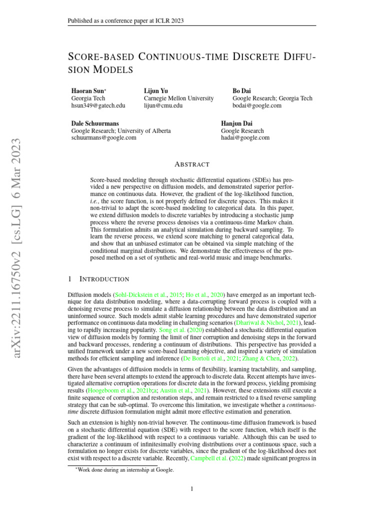 Score-Based Continuous-Time Discrete Diffusion Models | PDF ... Score-Based Continuous-Time Discrete Diffusion Models | PDF ...