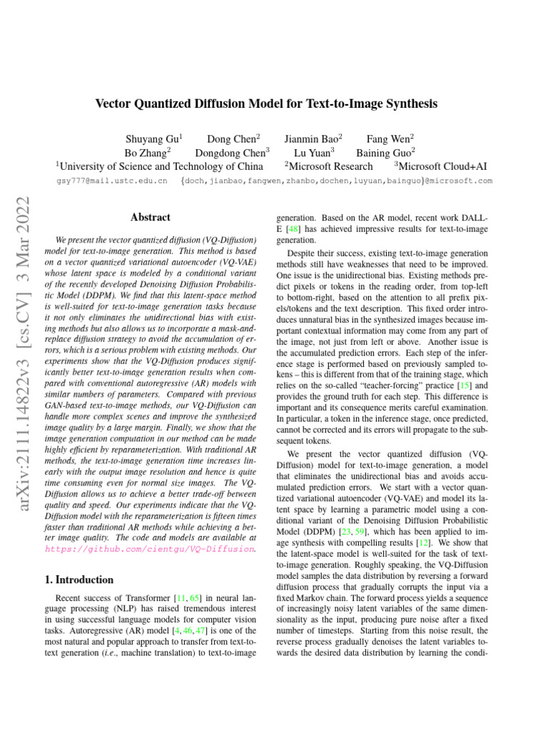 VQ-Diffusion: Fast Text-to-Image Model | PDF | Applied Mathematics | Artificial Intelligence