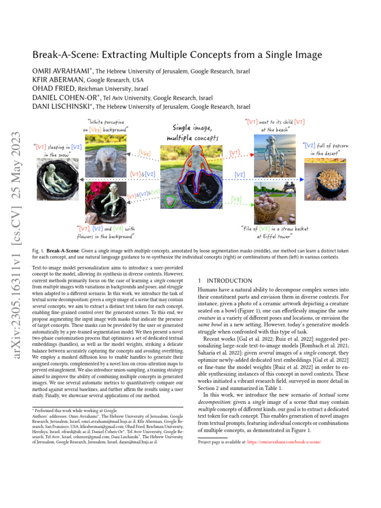 Break-A-Scene - Extracting Multiple Concepts From A Single Image | PDF | Image Segmentation