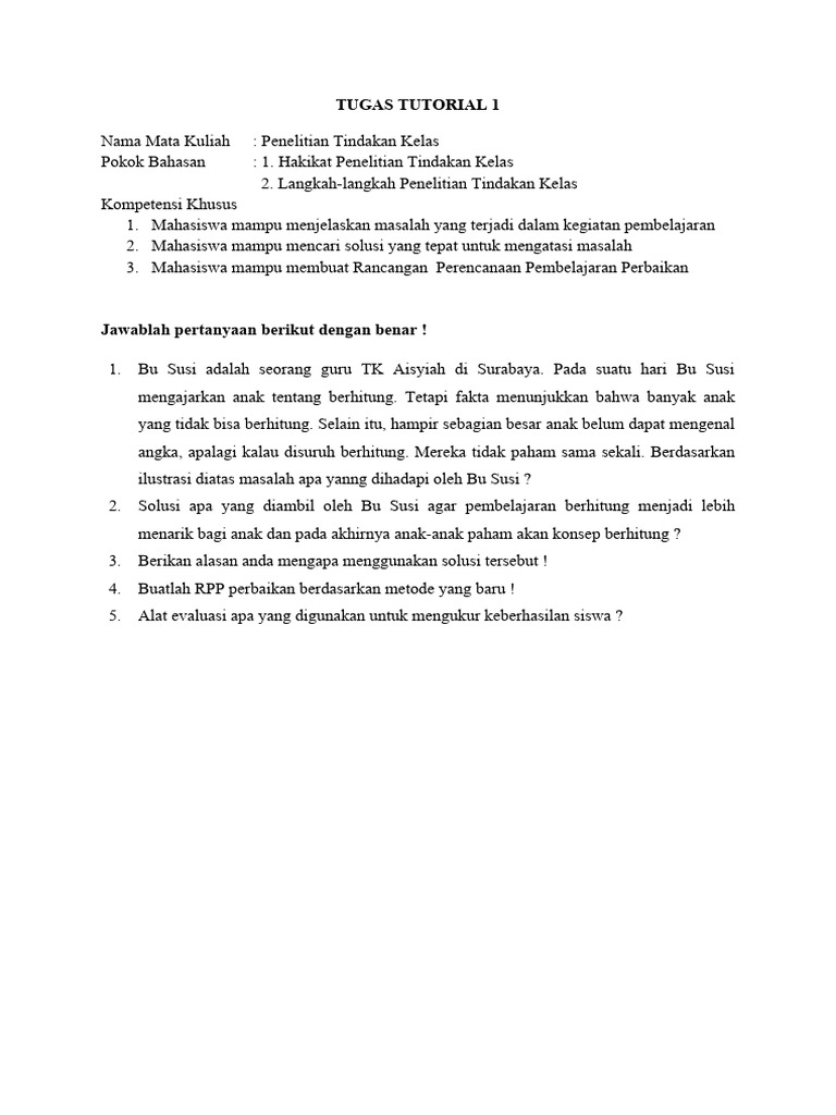Soal Tugas Tutorial 1 | PDF