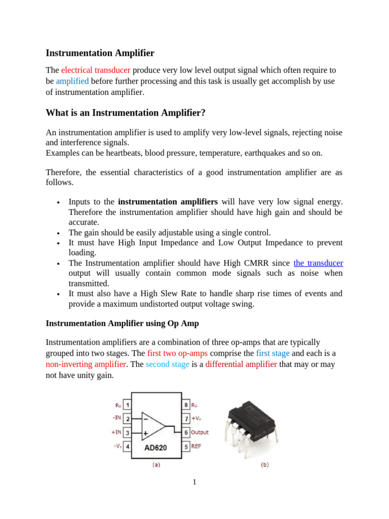 Applications of Instrumentation Amplifiers | PDF | Amplifier ...