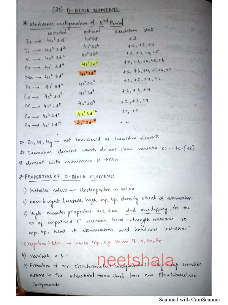 D And F Block Elements Pdf
