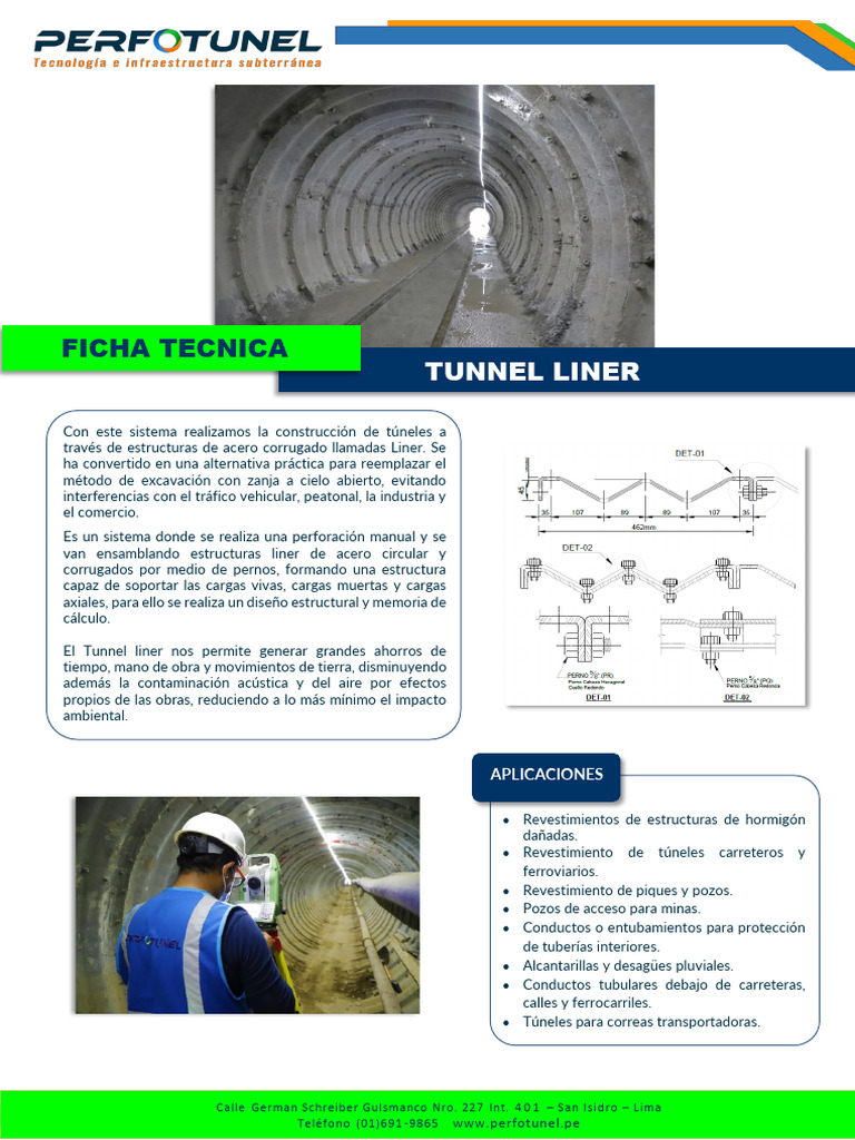 Ficha Tecnica - Tunnel Liner | Descargar gratis PDF | Túnel | Ingeniero civil
