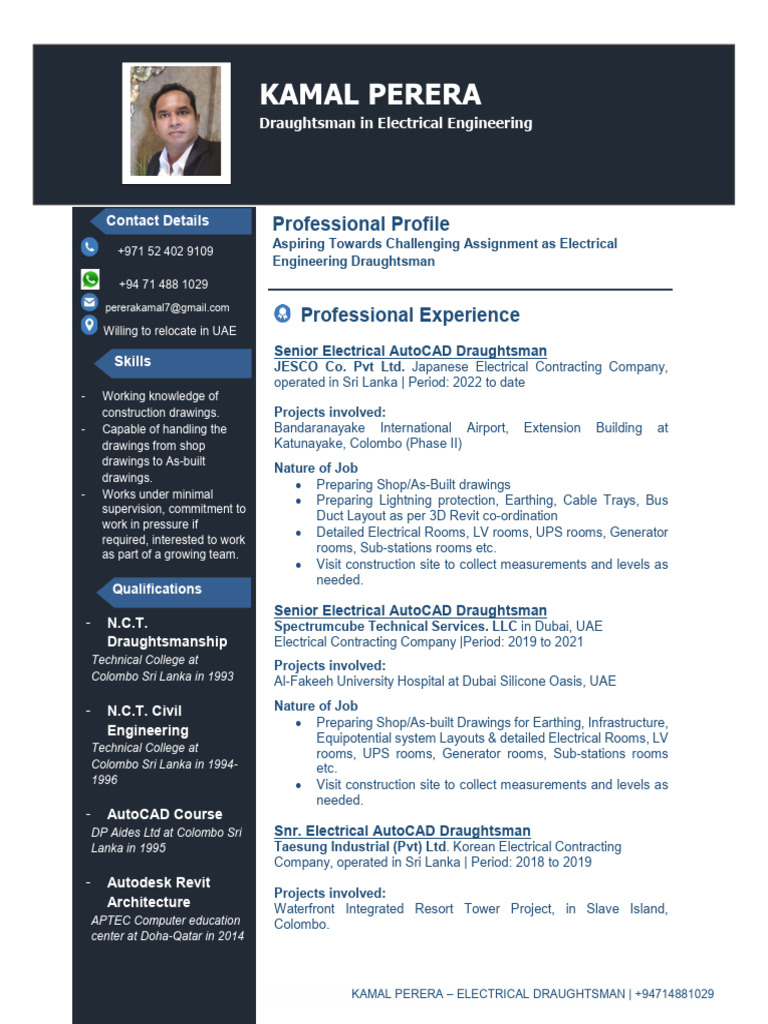 CV - Kamal Perera - Relocate in UAE | PDF | United Arab Emirates | Dubai