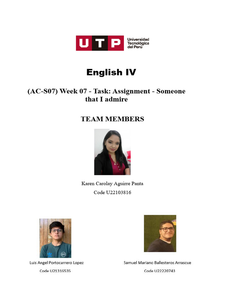 AC-S07 Week 07 - Task Assignment - Someone That I Admire | PDF | Latin ...