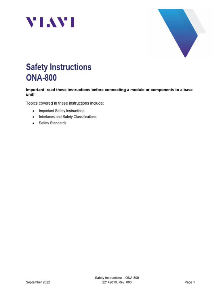 ONA-800 Safety Instructions | PDF | Safety | High Voltage