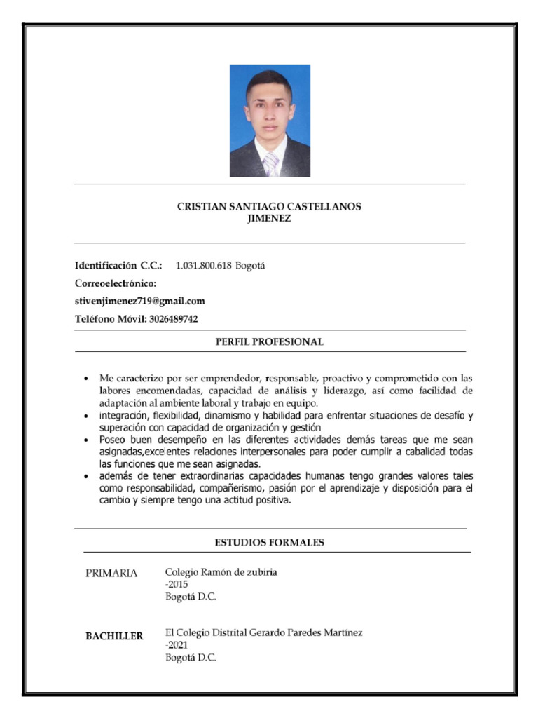 Hoja de Vida Cris | PDF