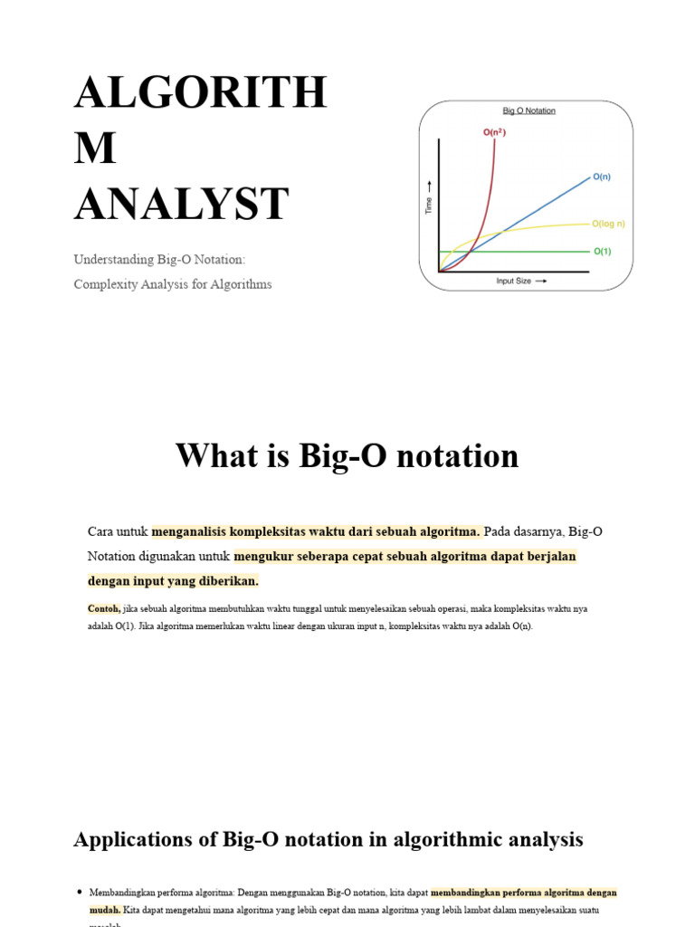 Understanding Big-O Notation - Complexity Analysis For Algorithms | PDF
