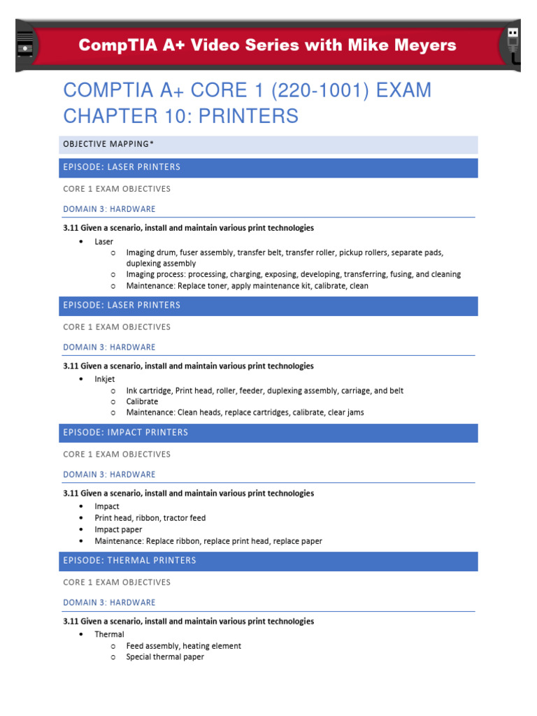 122 26-Objective-Mapping-Printers-A-Core-1-Chapter-26 | PDF | Printer (Computing) | Computing