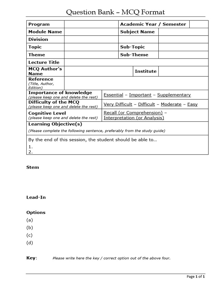 Question Bank Â " MCQ Format | PDF | Computers