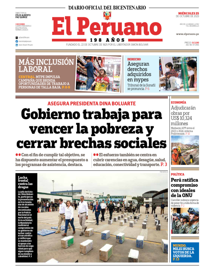 El Peruano: Gobierno Trabaja para Vencer La Pobreza y Cerrar Brechas ...