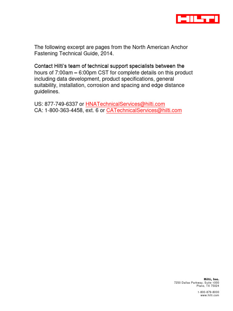 Product Technical Guide Excerpt for HIT-RE 500-SD Epoxy Adhesive ...