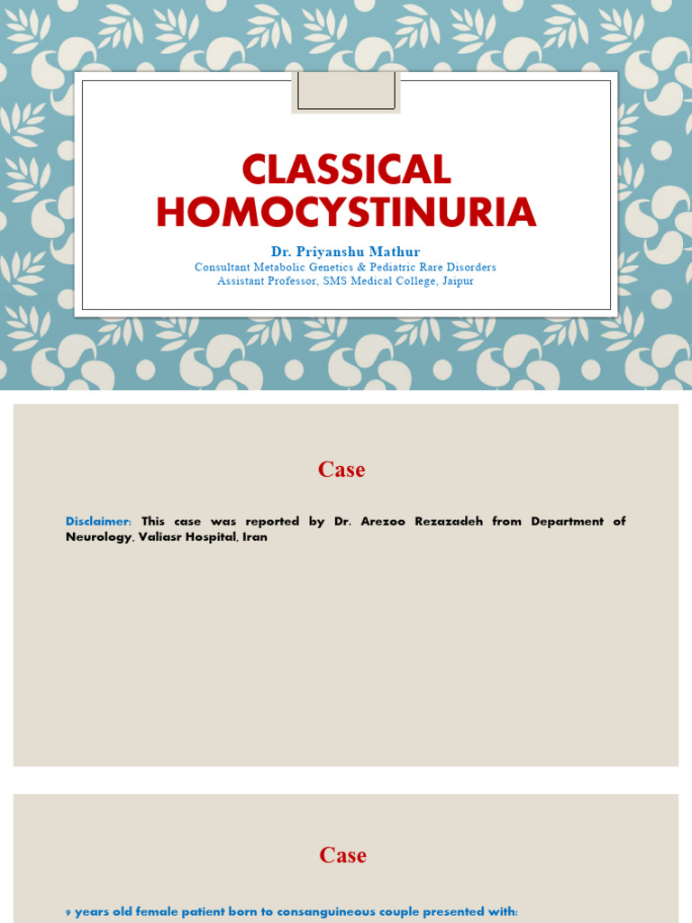 Classical Homocystinuria Case Study | PDF | Methionine | Biochemistry