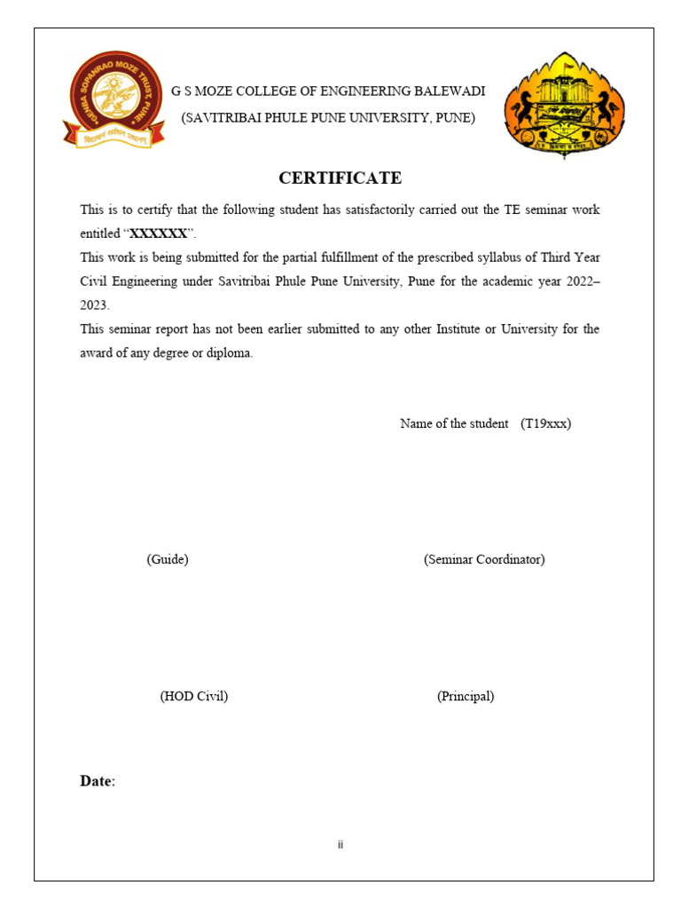 Seminar Report Certificate Acknowledgement Etc | PDF | Concrete | Building Engineering