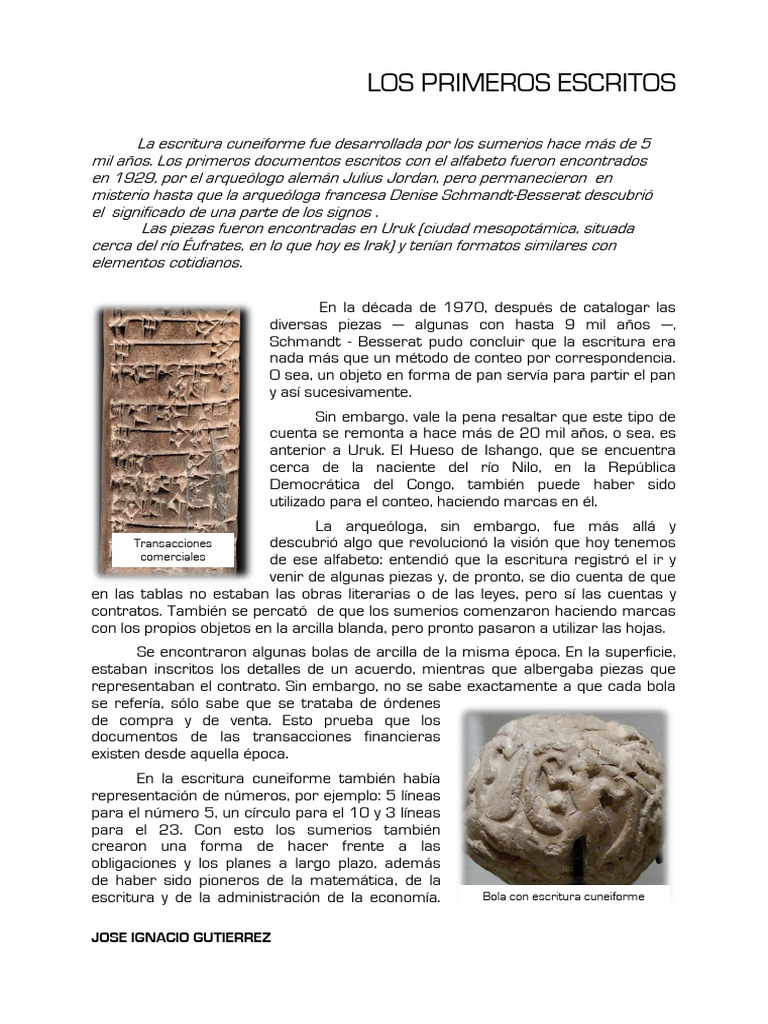 Primeros Escritos | PDF | Escritura | Cuneiforme