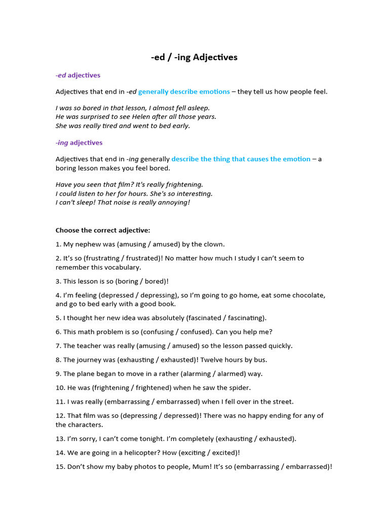 Ed-Ing Adjectives | PDF