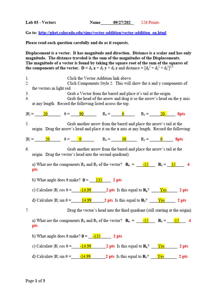 201 - Lab 03 - Vectors | PDF | Euclidean Vector | Physical Quantities