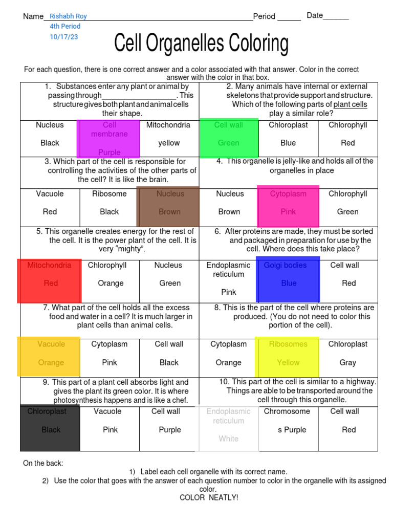 Kami Export - Rishabh Roy - Cell Organelle Coloring Sheet W Updated ...