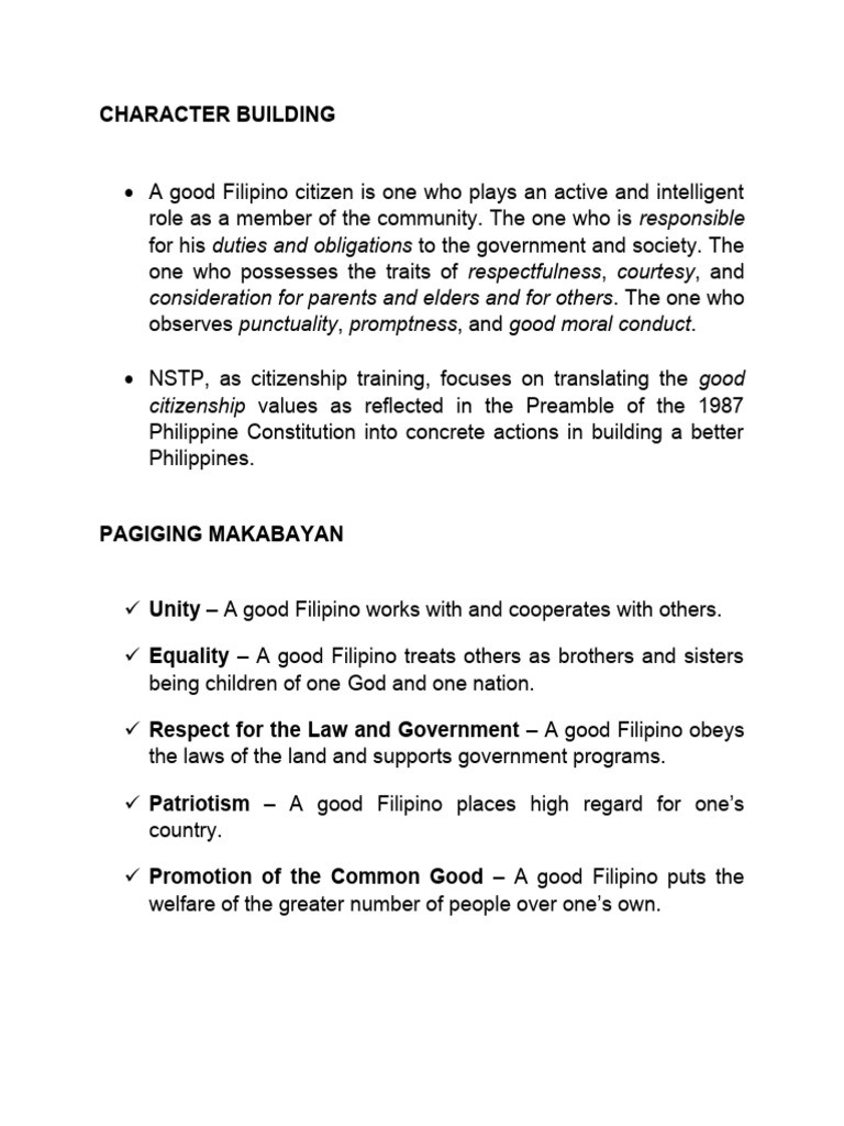 Character Building Pdf