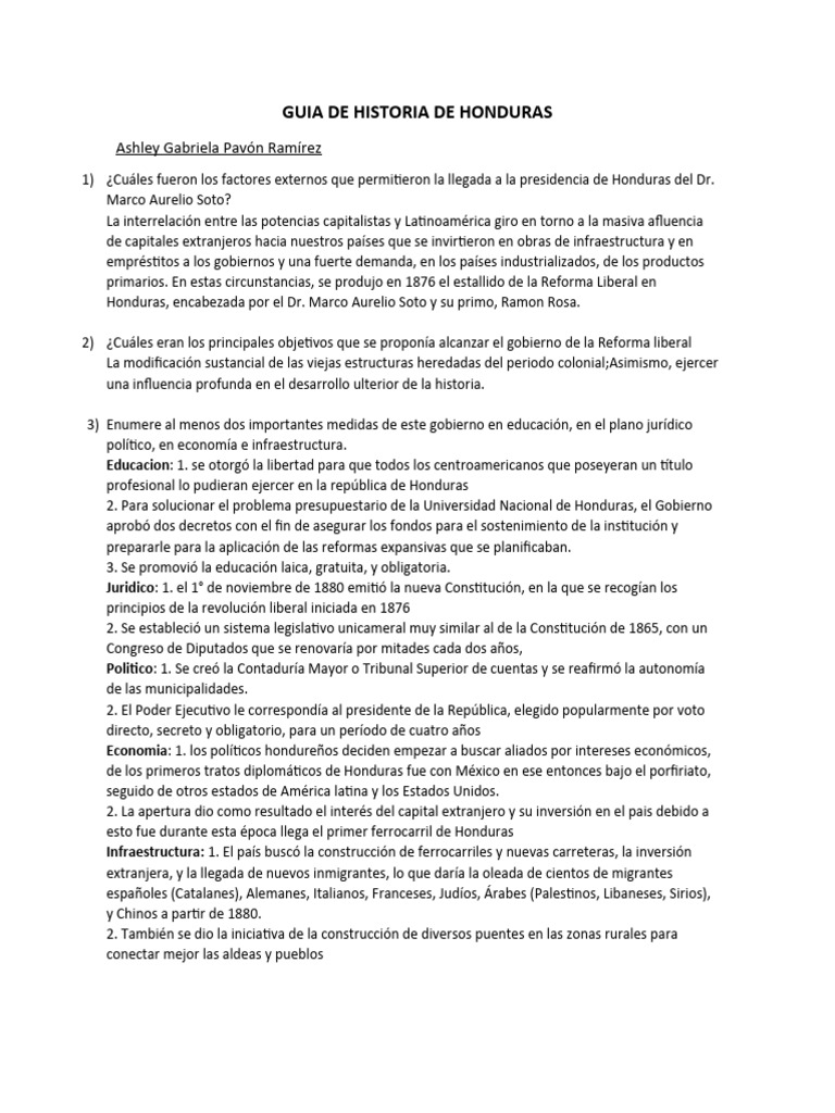 Guia de Historia de Honduras | PDF | Honduras | Neoliberalismo