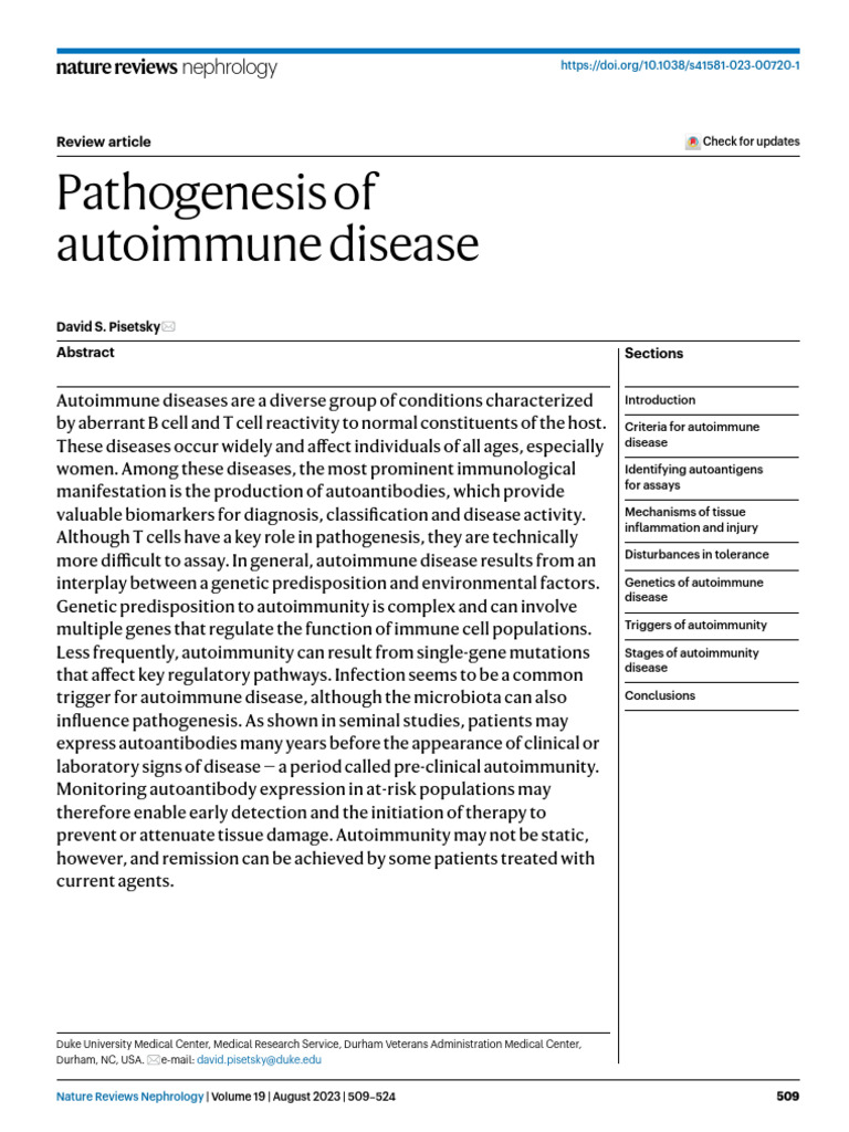 Pathogenesis of Autoimmune Disease: Nephrology | PDF | Autoimmunity ...
