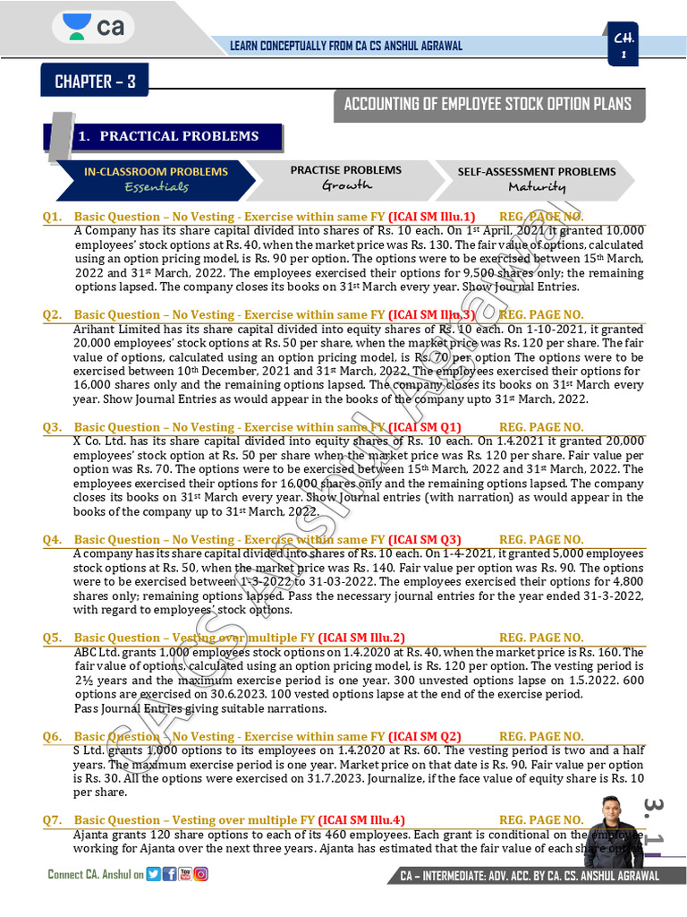 Ch.3 Accounting of Employee Stock Option Plans | PDF | Employee Stock Option | Option (Finance)