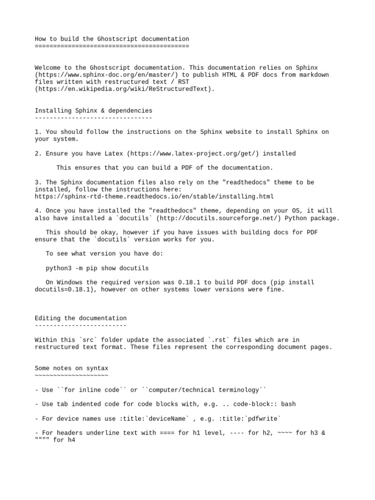 How To Build The Docs Pdf Software Development System Software 