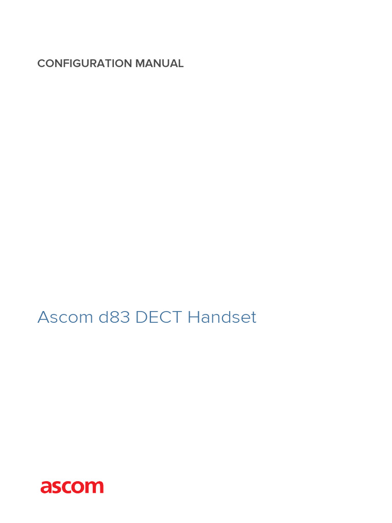 Ascom d83 DECT Handset: Configuration Manual | PDF | Computer Network ...